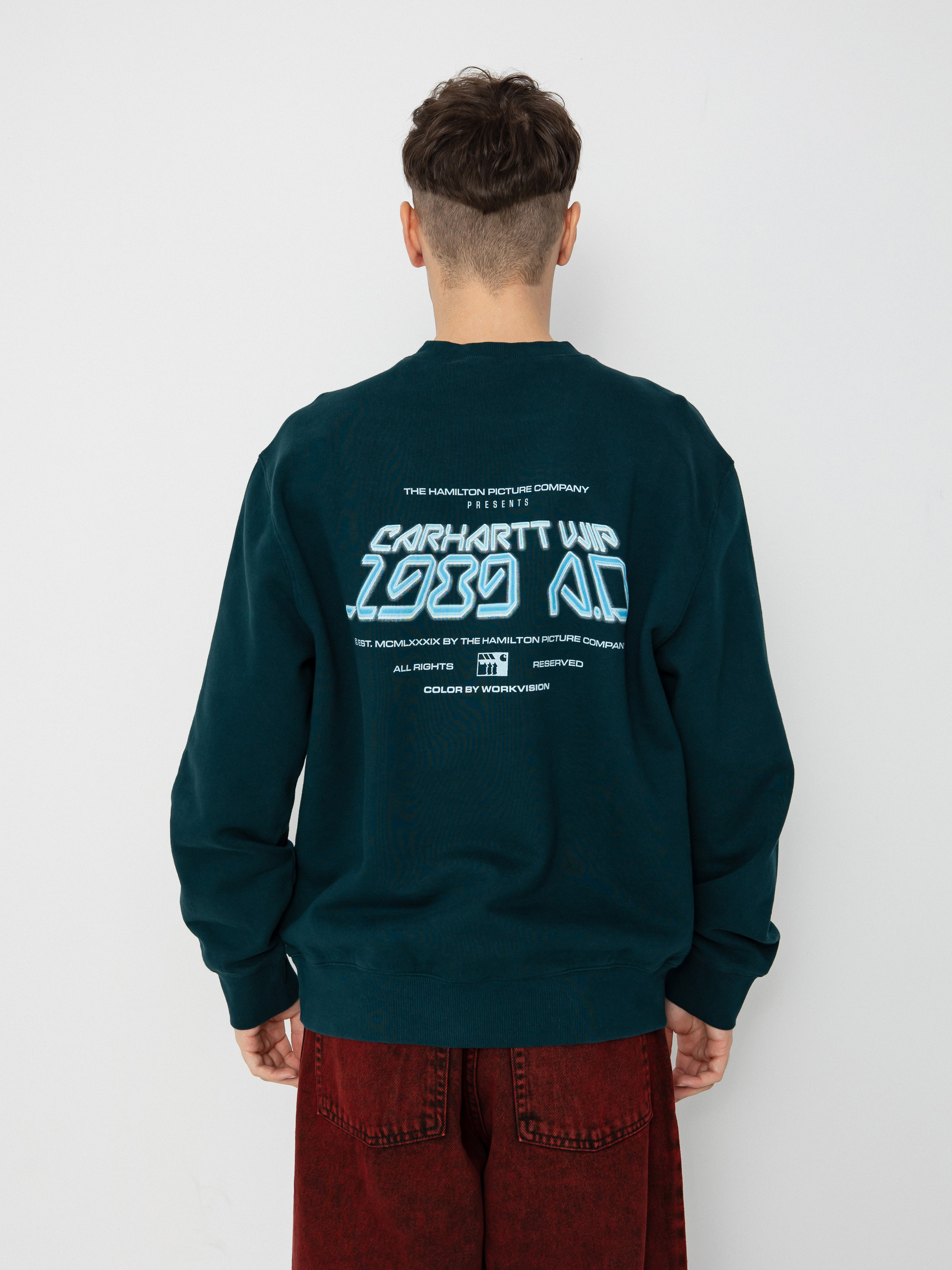 Світшот Carhartt WIP Greatest Flicks - зелений (deep lagoon)