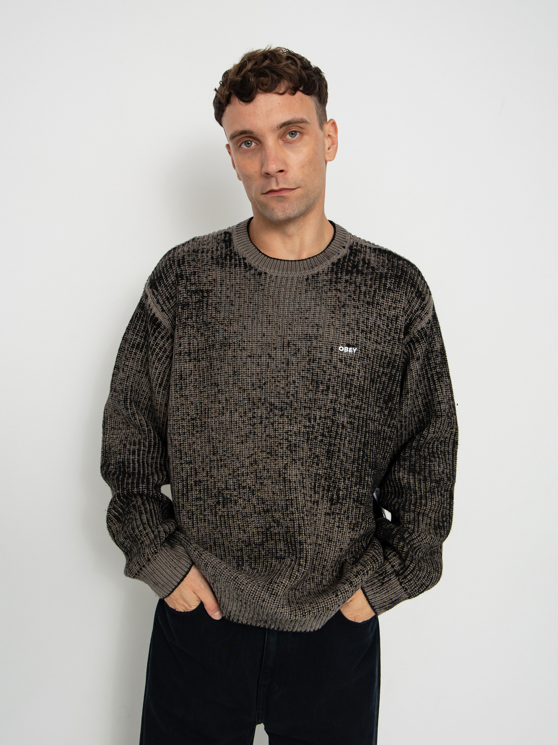 Светр OBEY Obey Spray Effect Sweater - чорний, різнокольоровий (black ...